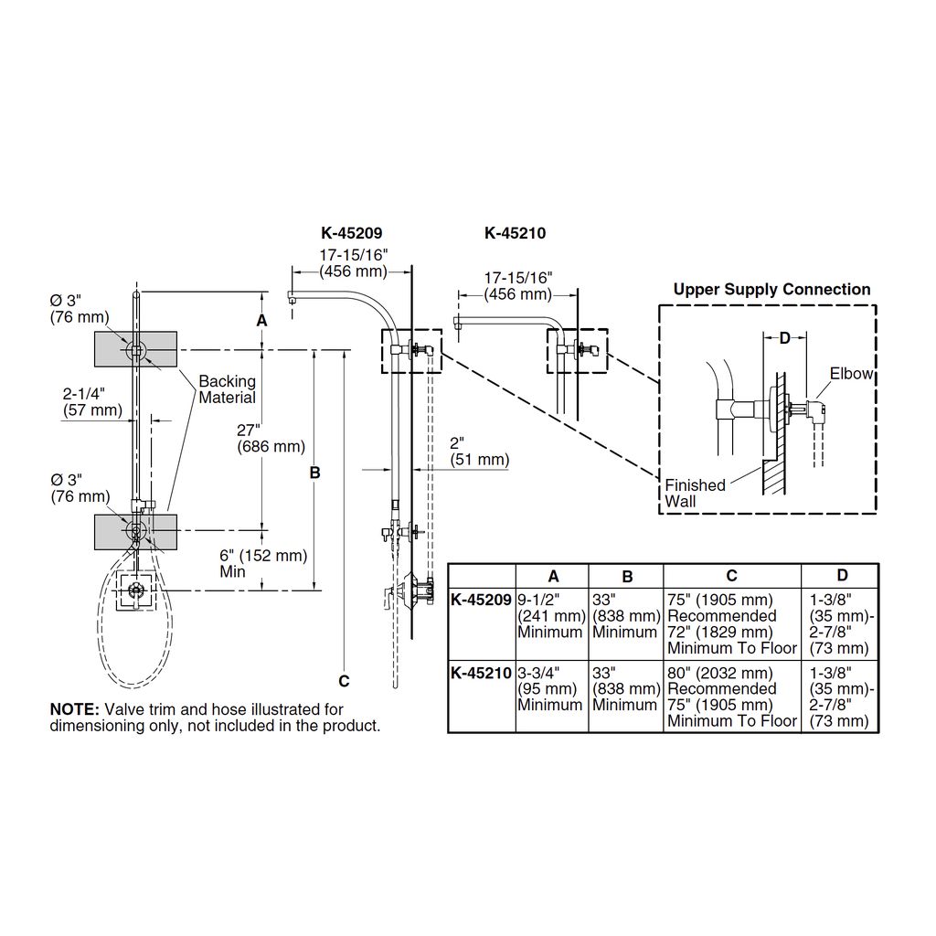 Kohler 45209-CP Hydrorail-R-Arch Bath/Shower Column